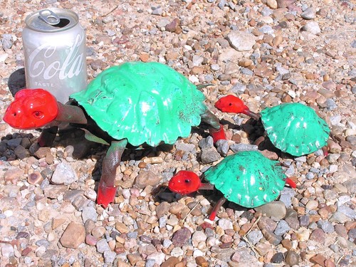 3 Metal Art Colorful Turtles, Junk Iron Art, HAND painted Garden Yard ...