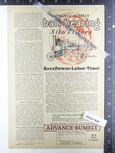 1926 ADVERTISING - Advance Rumely Thresher Co Silo Filler farm tractor ...