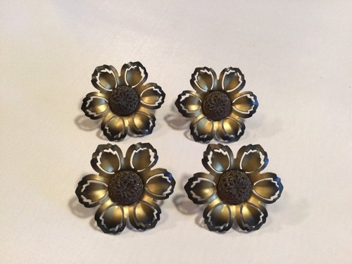 Intage Set 4 Flower Metal Curtain Push Pin Tie Backs | eBay
