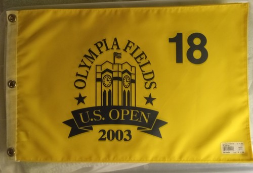 2003 US OPEN FLAG w price label PGA JIM FURYK Olympia Fields SUPER RARE ...