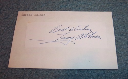 Boston Braves Tommy Holmes Signed Autographed 3x5 Index Card Rare | eBay