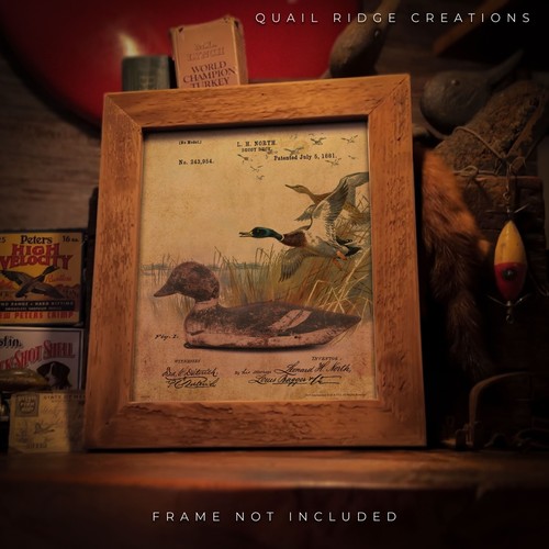 Vintage Duck Decoy Patent Art Print 8X10 Calls Hunting Fishing Cabin ...