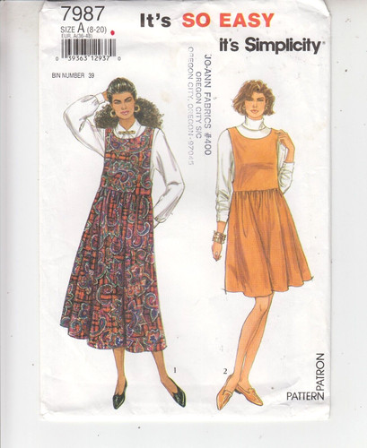 Simplicity 7987 Jumper Two Lengths Raised Waistline Sewing Pattern ...