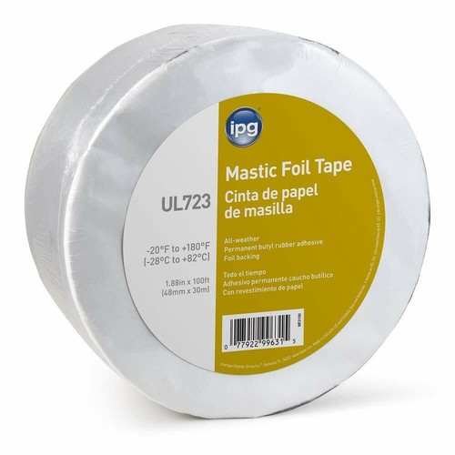 IPG - UL 723 Mastic Foil Tape, 1.88" × 100 ft , -20 Deg. F - 180Deg.F ...