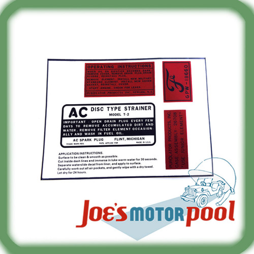 Ford GPW Engine Decal Set | eBay