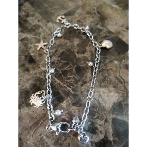 Rare Brighton Shell Starfish Fish Crab Charm Bracelet Adjustable Silver ...