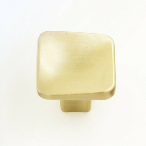 Satin Brass Cabinet Hardware Square 1.2" Modern Basic Knob Modern Gold ...