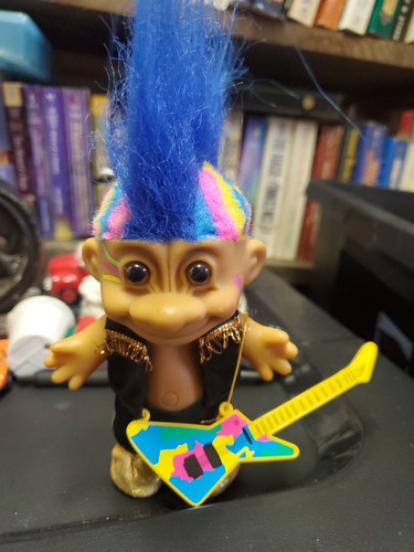Russ TROLL Doll Punk ROCK Star Rainbow Mohawk with GUITAR 5" | eBay
