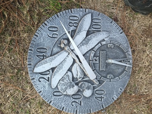All New Vintage Aluminum Cast Springfield Dragonfly Thermometer Clock ...