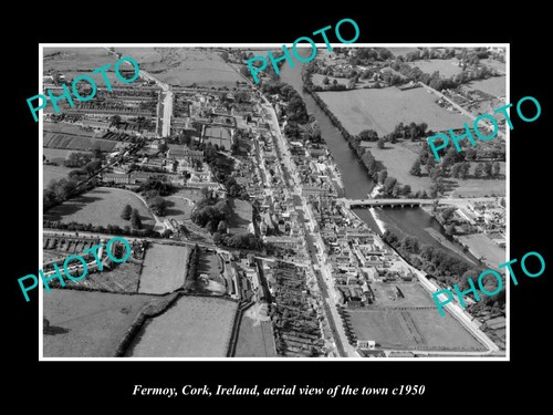 OLD 8x6 HISTORIC PHOTO OF FERMOY CORK IRELAND AERIAL VIEW OF THE TOWN ...