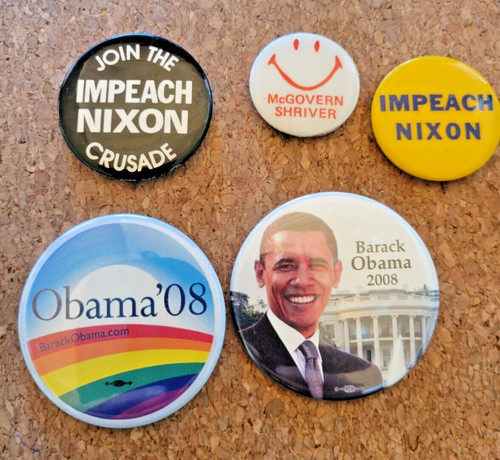 Campaign Buttons from Nixon, McGovern and Obama Eras Lot of 5 | eBay