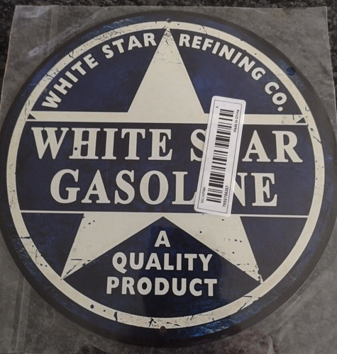 Whie Star Gasoline 9" Round Aluminum Sign | eBay