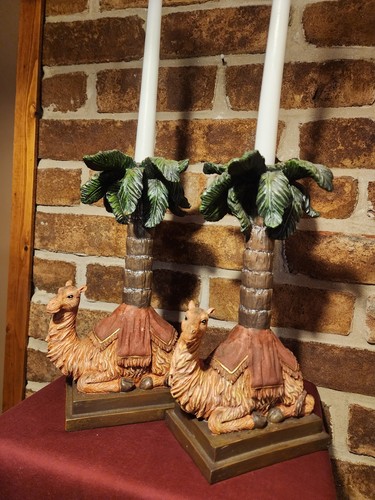 Camel & Palm Tree Candlestick Holders Set Of 2, Signed. 9 1/4" Tall ...