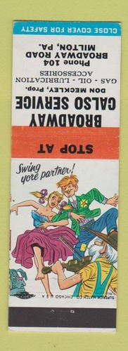 Matchbook Cover - Broadway Calso oil gas Milton PA hillbilly | eBay