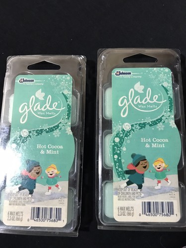 Lot of 2 NEW Glade Winter Collection HOT COCOA & MINT Wax Melts - 12 ...