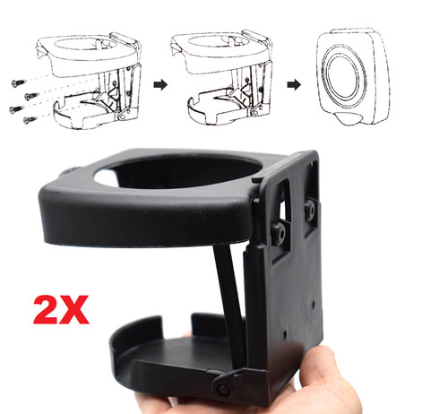 2x BLACK Adjustable FOLDING DRINK HOLDERS Marine Boat Caravan Car RV ...