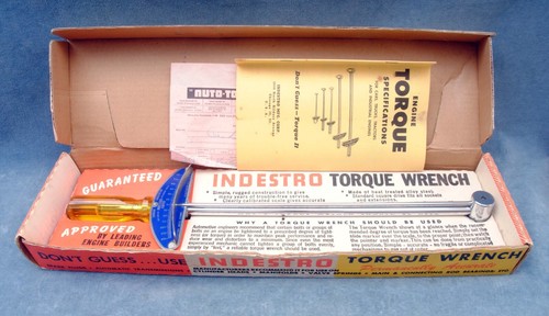 VINTAGE 1961 INDESTRO 1/2" TORQUE WRENCH IN BOX w/"TORQUE ...