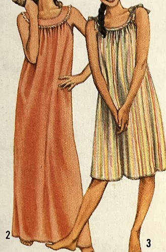 1980 Vintage Simplicity Pattern 9877 Babydoll Nightgown PAJAMAS PJs Sz ...