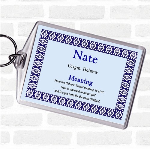 Nate Name Meaning Bag Tag Keychain Keyring Blue | eBay UK