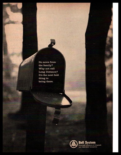 1966 Bell System Long Distance Instead of Writing Letters Empty Mailbox ...