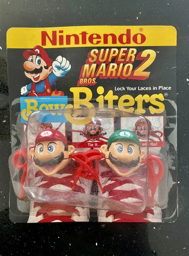 Super Mario Bros 2 Shoelace Bow Biters Vintage Nintendo New Sealed (one ...