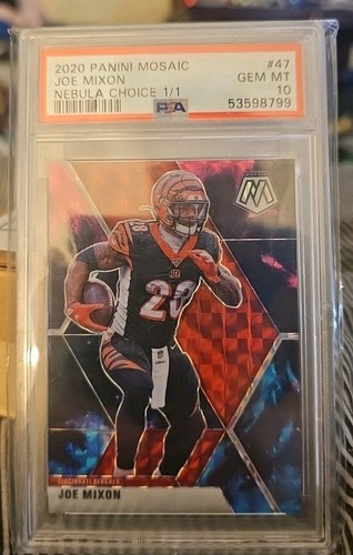 2020 panini Mosaic Joe Mixon Nebula Choice 1/1 Prizm #47 PSA 10 Gem ...