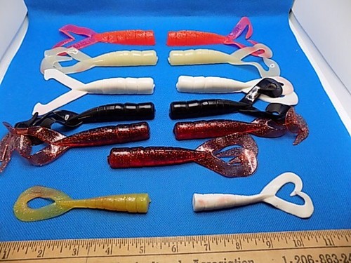 Twin Tail Scampi worms. Ling Cod 11 ea 6", 2 ea 4.5". Misc Colors (lot ...