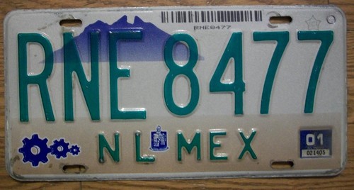 SINGLE MEXICO state of NUEVO LEON LICENSE PLATE - 1998/01 - RNE8477 | eBay