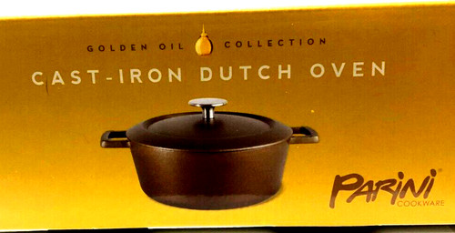 Parini Cookware Cast-Iron Dutch Oven 2.4 Quart Heavy Pre-Seasoned Oiled ...