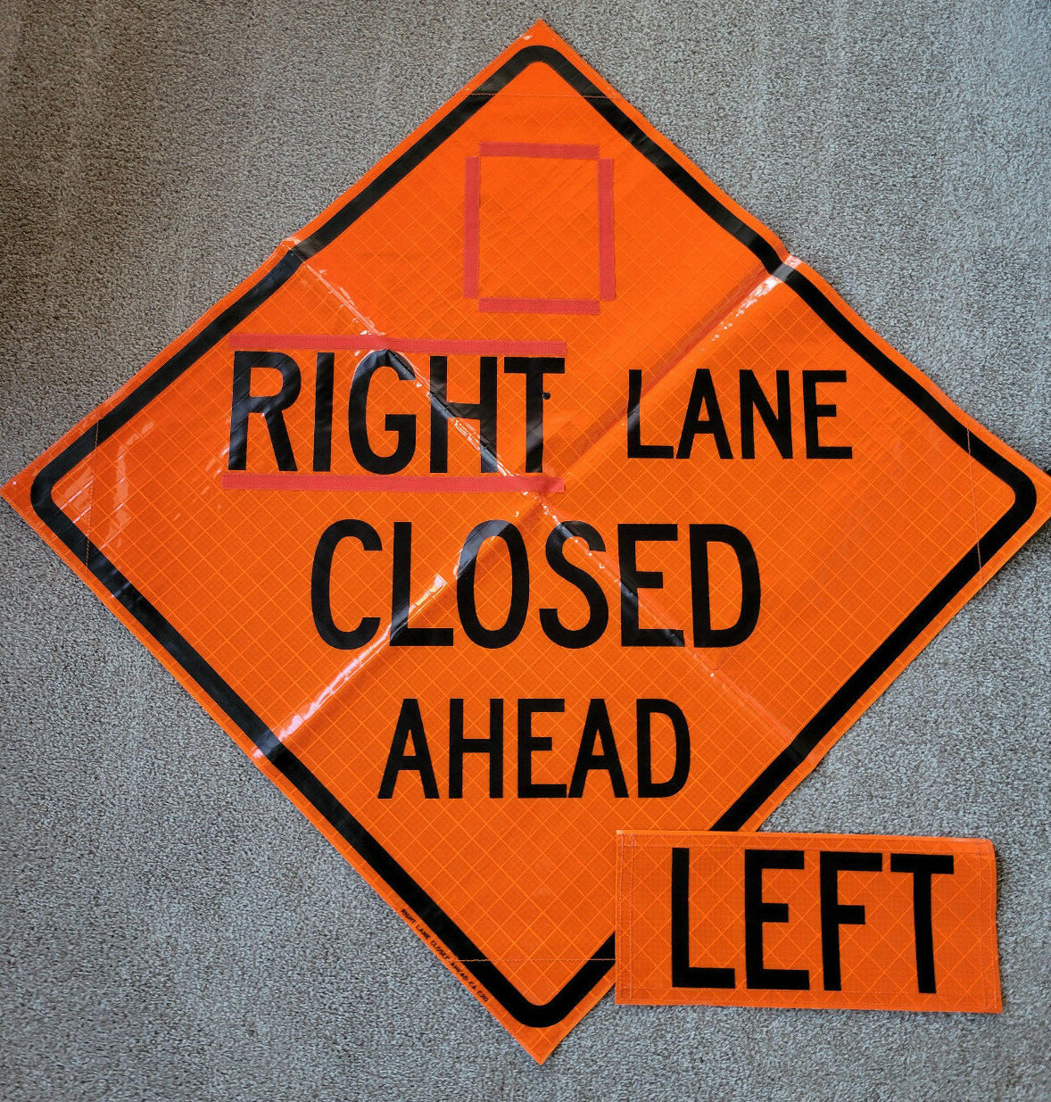 Construction “MERGE RIGHT” Mesh Road Sign 36"x36" | eBay