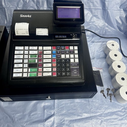 SAM4S SPS-300 Series SPS-345 Retail Cash Register + Keys & Thermal ...