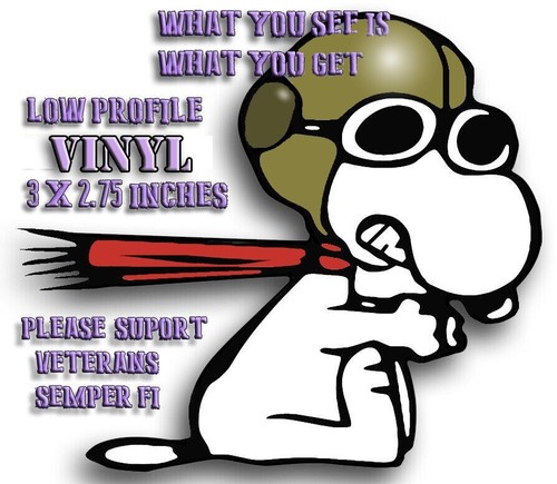 Snoopy Red Baron Flying Fighter Pilot Ace Decal/Sticker | White | Rear ...