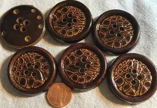 6 Large Plastic Dark Brown Faux Snake Skin Look Buttons 1 9/16" 39mm ...