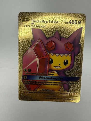 Pokemon TCG Pikachu Mega Sableye Tag Cosplay Gold Metal Foil HP 480 Fan ...