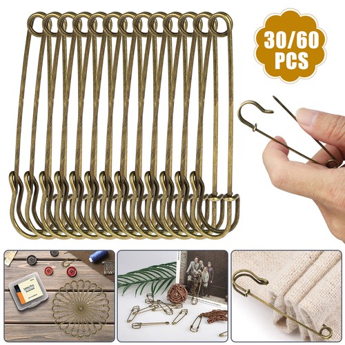 60PCS Safety Pins Large Heavy Duty Stainless Steel Sewing Crafting ...