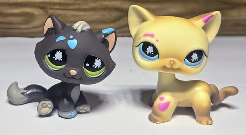 Littlest Pet Shop Lot 815 and 816 Paint Splatter Cats 2006 Hasbro LPS ...