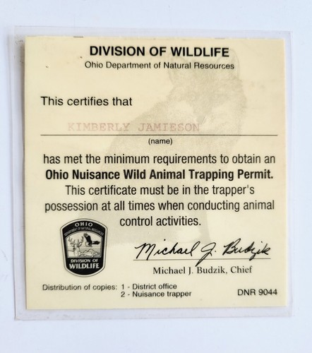 Ohio Division Wildlife Nuisance Wild Animal Trapping Permit - ODNR ...