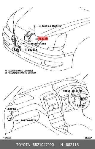 Original sensor assy, millimeter wave radar, 8821047090 for TOYOTA ...