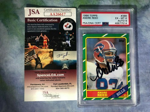 1986 Topps Andre Reed #388 Rookie BILLS Triple Graded PSA 6 DNA 10 JSA ...