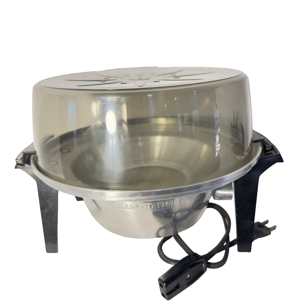 Vintage Mirro Aluminum Electric Popcorn Popper 2 Tone Tan