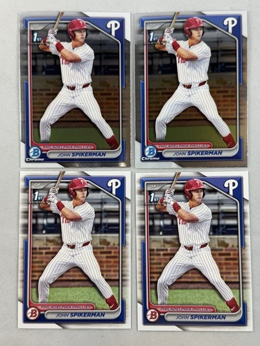2024 1st Bowman Draft Chrome And Base Lot Of 4 Phillies John Spikerman ...