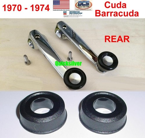 1970 74 Barracuda Cuda Rear Window Crank Handle & Bezel Kit Set of 2 ...