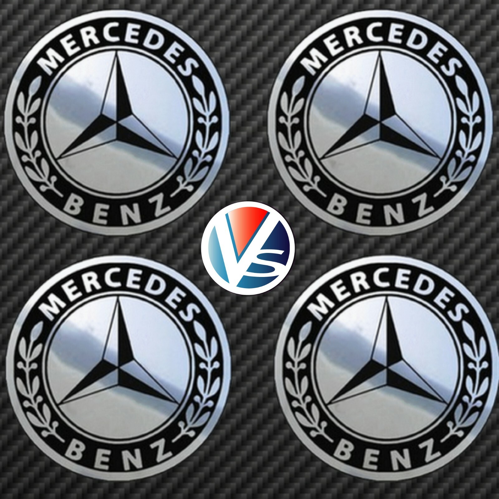 LOT 4 Caches Moyeu Emblème Mercedes Logo Jantes Centre Roue Noir 60 mm ...