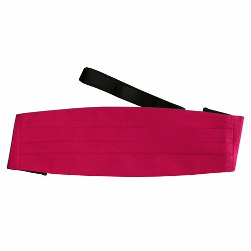 Crimson Red Mens Cummerbund Satin Plain Adjustable Wedding Accessory by ...