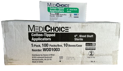 1000Pcs Medichoice 6" Wood Shaft Cotton Swab Tip Applicator Q-Tip ...