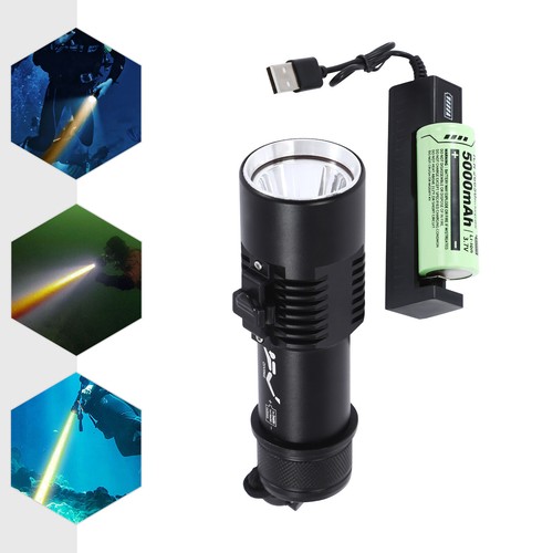 Compact Bright Diving Torch Submersible Flashlight Lamp+Battery Set ...