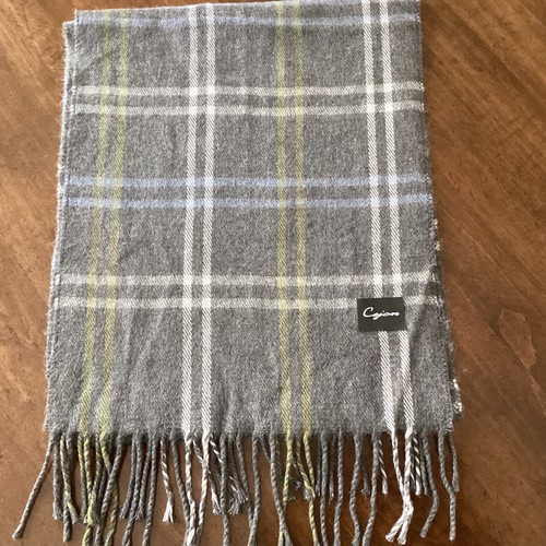 CEJON Soft Woven Fringed Scarf Mens Gray Red Beige Plaid Made in ITALY ...