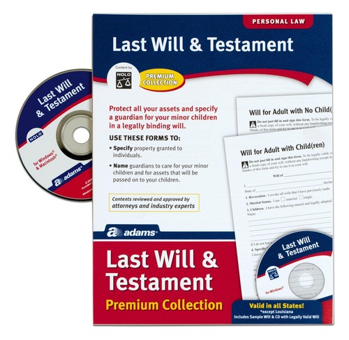 Adams Last Will and Testament with CD, Forms and Instructions (ALFP117 ...