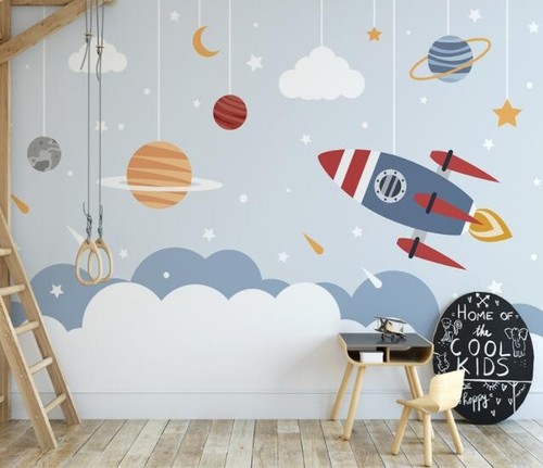 3D Cartoon Rocket O879 Wallpaper Wall Murals Removable Wallpaper ...