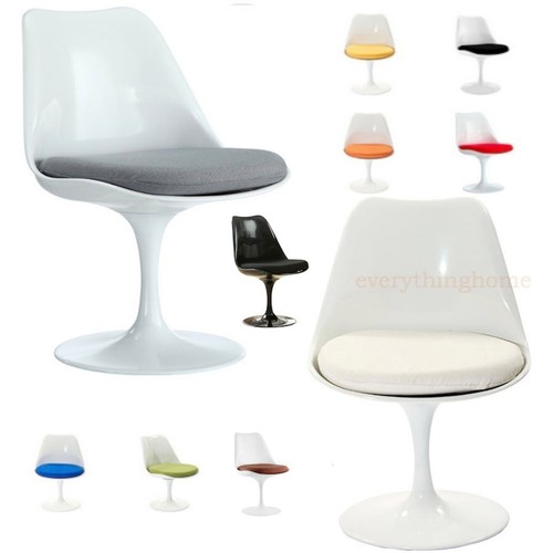 White Tulip Flower Style Dining Side Chair - 9 Cushion Colors - Fabric ...